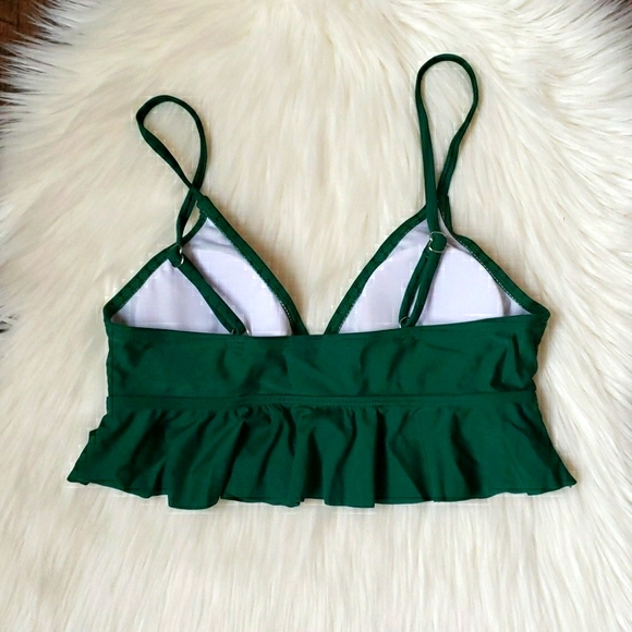 Swim | Green And Floral Ruffle Top Highwaist Bikini Set | Poshmark